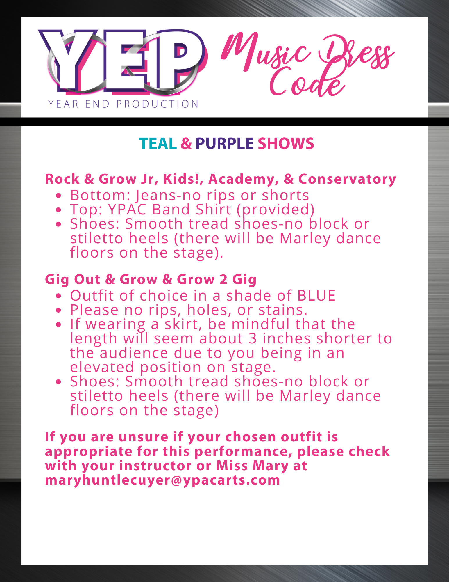 Hair, Make Up, Outfits – YPAC